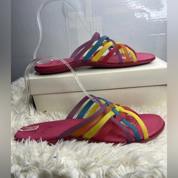 CROCS | Shoes | Crocs Womens Multicolor Slide Sandals | Poshmark
